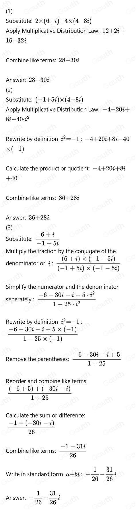 Solved Given Equation X6i W 15i And Z4 8i Determine Each Of The