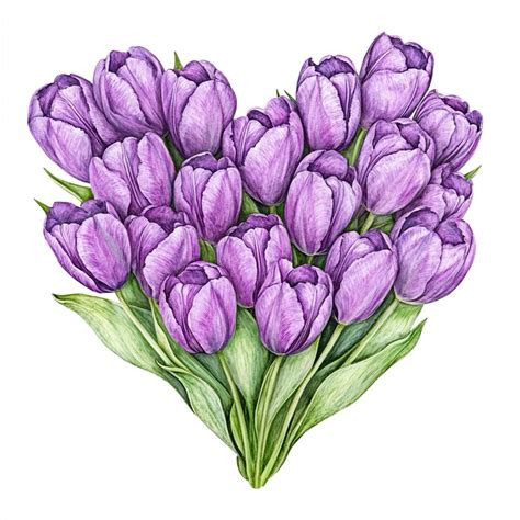 Romantic Purple Watercolor Tulips For Valentines Day 🌷💜 Elegant