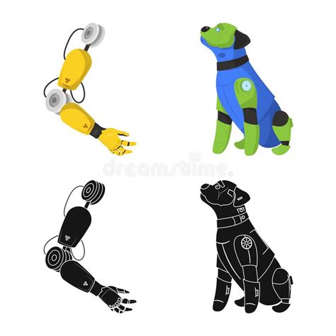 Isolated Object Of Robot And Factory Logo Set Of Robot And Space Stock Symbol For Web Stock