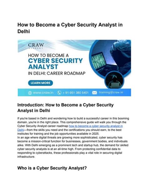 How To Become A Cyber Security Analyst In Delhi Career Roadmappdf