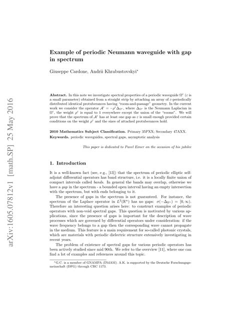 Pdf Example Of Periodic Neumann Waveguide With Gap In Spectrum