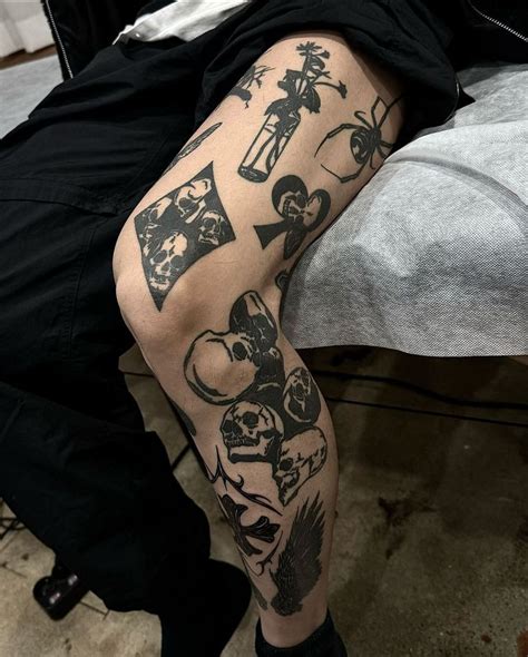 Leg Blackwork Tattoo Nel 2024 Tatuaggio Rock Tatuaggi