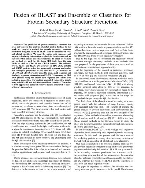 Pdf Fusion Of Blast And Ensemble Of Classifiers For Protein Secondary Structure Prediction