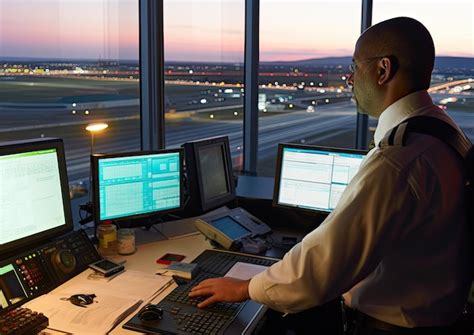 Premium Ai Image Working As An Air Traffic Controller