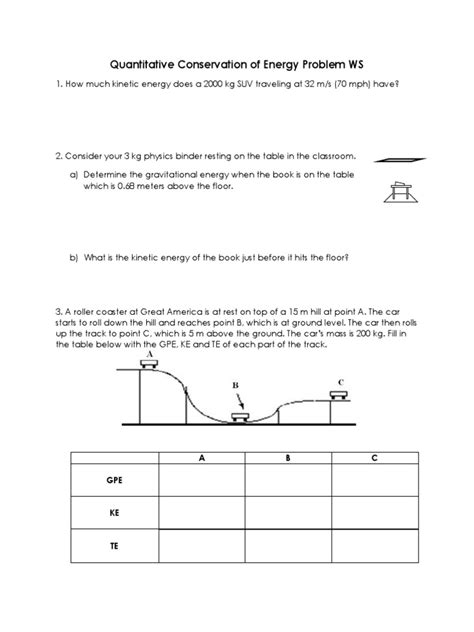 Physics Energy Problems Worksheet Pdf