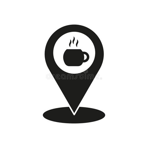 Coffee Shop Location Pin Hot Beverage Map Marker Vector Cafe Gps Icon Stock Vector