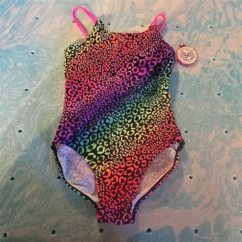 So Swimsuit Girls Size 14 Nwt Kohls One Piece Colorful Bathing Suit P