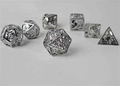 Real Stainless Steel Hollow Dragon Cage Dice Set Hymgho Dice