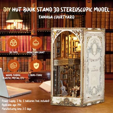Diy Book Nook Kit Diy Miniature Dollhouse Model Kit 3d Wooden Puzzle F