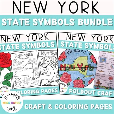 New York State Symbols Foldable Craft Activity And Coloring Pages Bundle