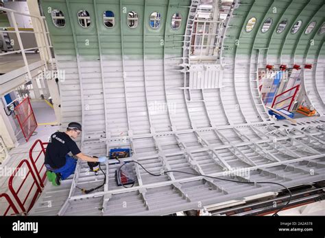 Hamburg Germany 01st Oct 2019 An Airbus Technician Works In A