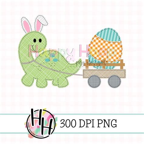 Boy Dino Easter Egg Wagon Faux Applique Png Easter Printable Faux