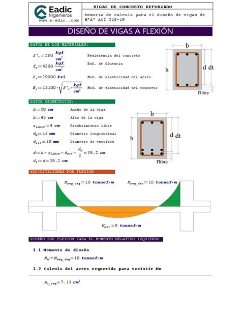 Diseño De Vigas A Flexion Pdf Concreto Reforzado Viga Estructura