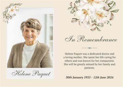 Page 2 Free Printable Customizable Obituary Card Templates Canva
