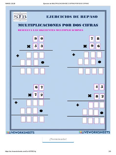 Ficha 2 Repaso 2 MultiplicaciÓn Ejercicios 5to Grado Pdf