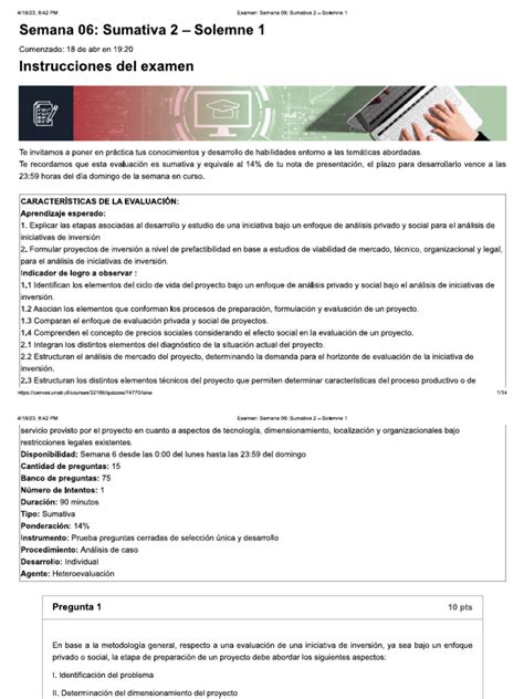Examen Semana 06 Sumativa 2 Solemne 1 Pdf