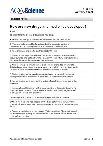 B6 4 Developing Drugs Teaching Resources