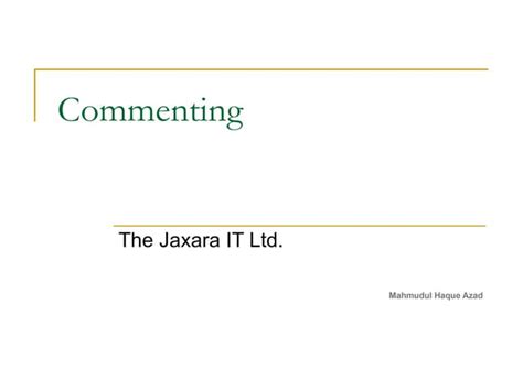 Commenting Best Practices Ppt