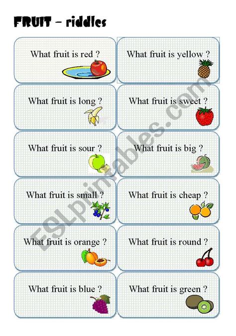 Fruit Riddles Esl Worksheet By Lucak F