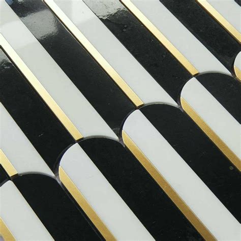 Inlay Brass Gold Marble Mosaic Tile Rome Mineral Tiles