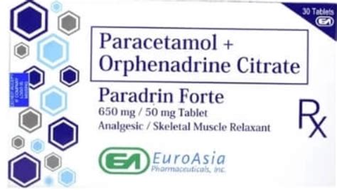 Paradrin Forte Paracetamol Orphenadrine Citrate 650mg 50mg Tablet 30s Price In The