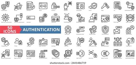 Authentication Icon Collection Set Containing Identity Stock Vector Royalty Free 2441486719