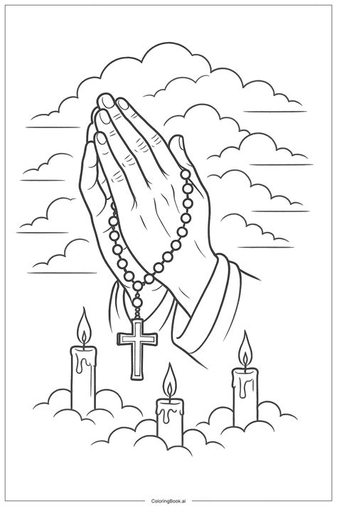 Rosary Prayer Hands Scene Coloring Page Free Pdfandpng Printable