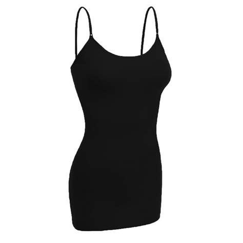 Essential Basic Women Basic Built In Bra Spaghetti Strap Cami Top Tank