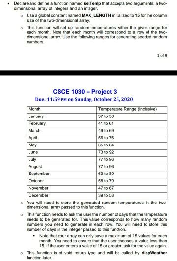Solved Declare And Define A Function Named Settemp That