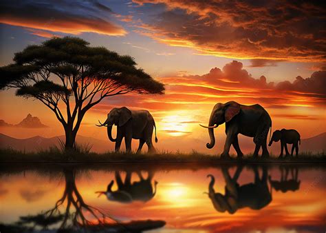 The River S Guardians Bull Elephants In Dominance Background Elephant