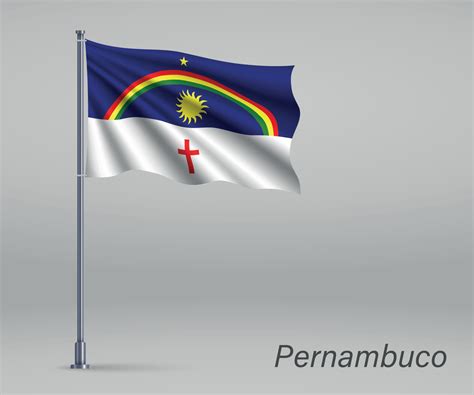 Waving Flag Of Pernambuco State Of Brazil On Flagpole Templat