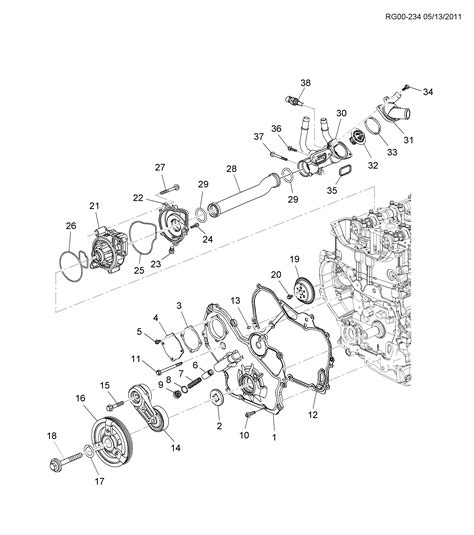 Malibu Engine Asm 2 4l L4 Part 4 Front Cover With Water Pump