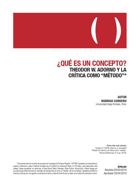 Adorno Que Es Un Concepto Theodor W Adorno Y Pdf
