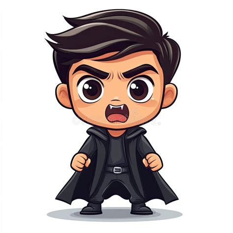 Cute Tiny Vampire Character With Playful Expression And Cape Stock Illustration Illustration