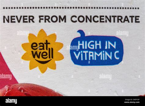 Eat Well High In Vitamin C Detail On Carton Of Apple Raspberry