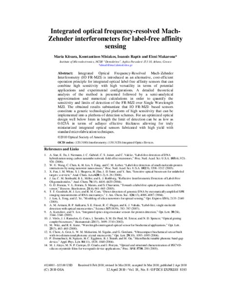 Pdf Integrated Optical Frequency Resolved Mach Zehnder