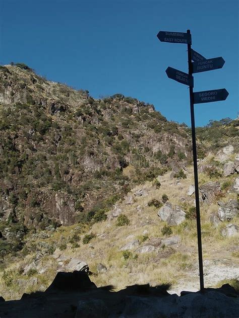 An Old Rock On The Mount Sumbing Stock Image Image Of Aerial
