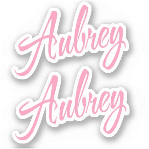 Aubrey Decorative Name In Pink X2 Sticker Zazzle