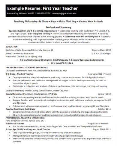 Teaching Resume Examples Word Apple Pages Psd Pdf Examples