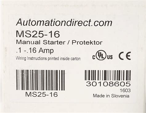 Motor Protector: 45mm frame, 0.1-0.16A adjustable (PN# MS25-16 ...