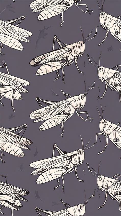 Pattern Of Grasshoppers In Vintage Style Stock Illustration