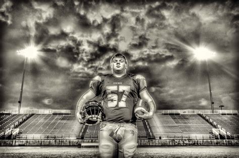 High School Senior Football Black And White Hdr High School Senior Photography Senior