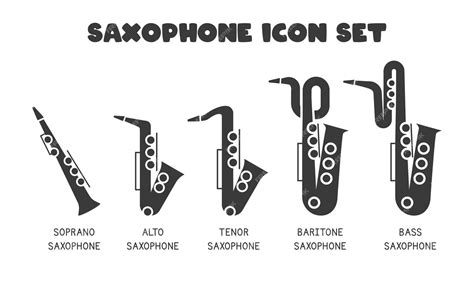 Premium Vector Types Of Saxophone Flat Web Icon Set Soprano Alto