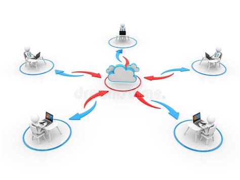 Cloud Computing Concept Cloud Network 3d Rendering Stock Illustration