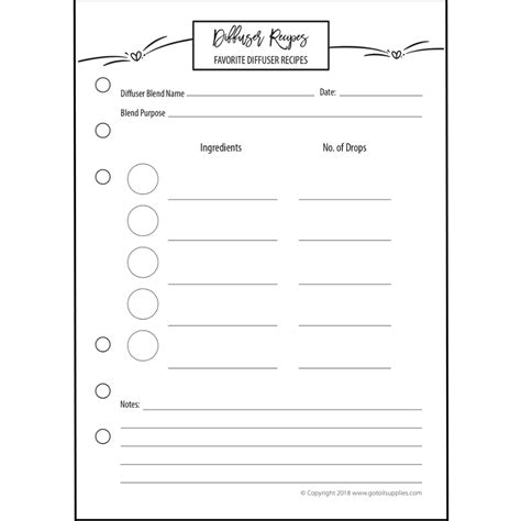 Diffuser Recipes Tear Pad 12 Sheets Got Oil Supplies