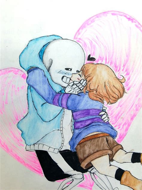 Late Valentines Kiss Frisk X Sans By Narcyzus On Deviantart