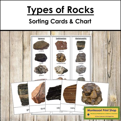 Types Of Rocks Sorting Cards And Chart Montessori Earth Science Activity Digital Download Etsy