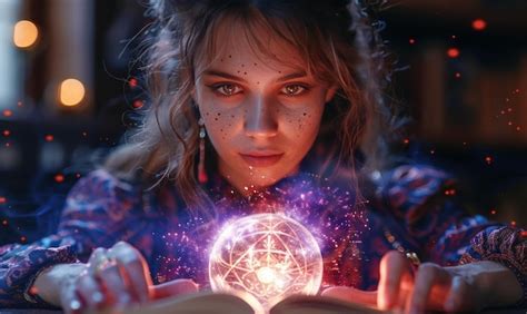 Premium Photo A Female Magician With Her Glowing Magic Ball