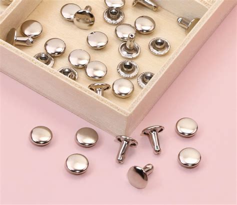 Onlykxy 100pcs Metallic Leathercraft Rivets Double Cap 8mm03inch
