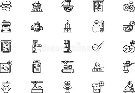 Food Processing Icons Collection Is A Vector Illustration With Editable